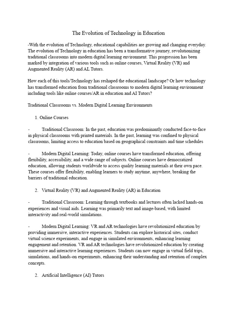 The Evolution of Technology in Education | PDF | Educational Technology ...