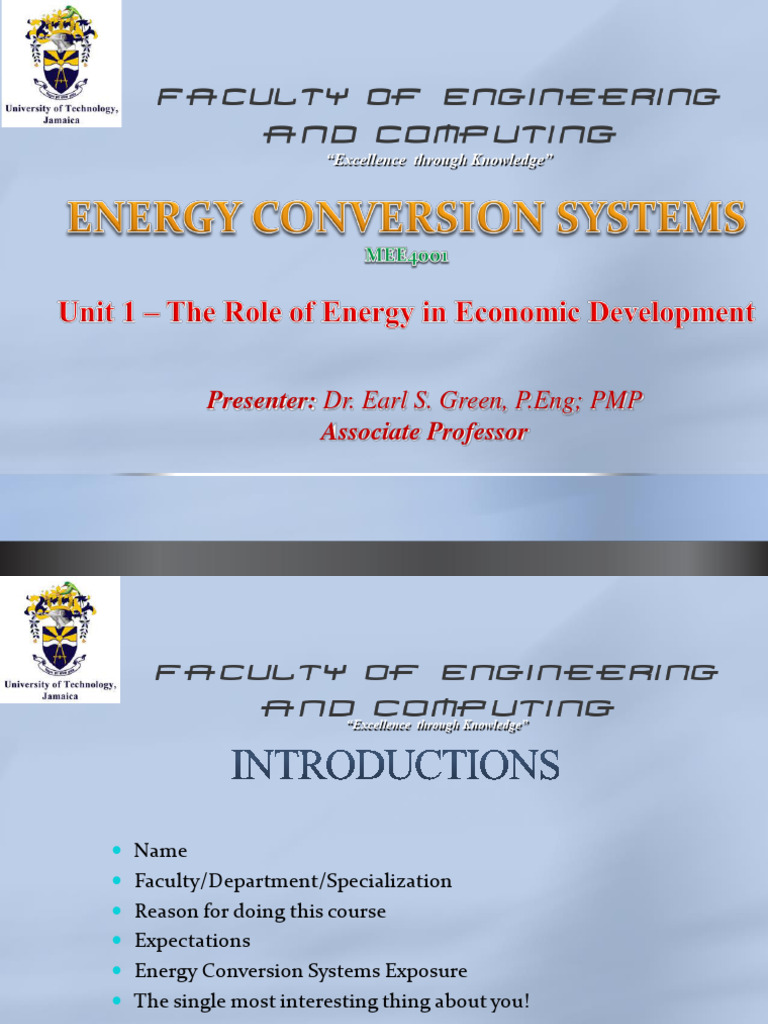 Energy Conversion Systems - Lecture 1 - Introduction | PDF | Economic ...