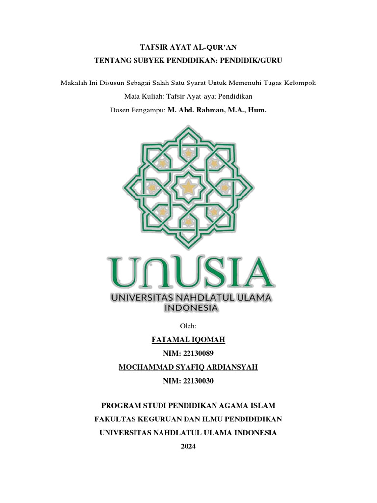 Kel 3 - Tafsir Ayat-Ayat Pendidikan | PDF | Sains & Matematika