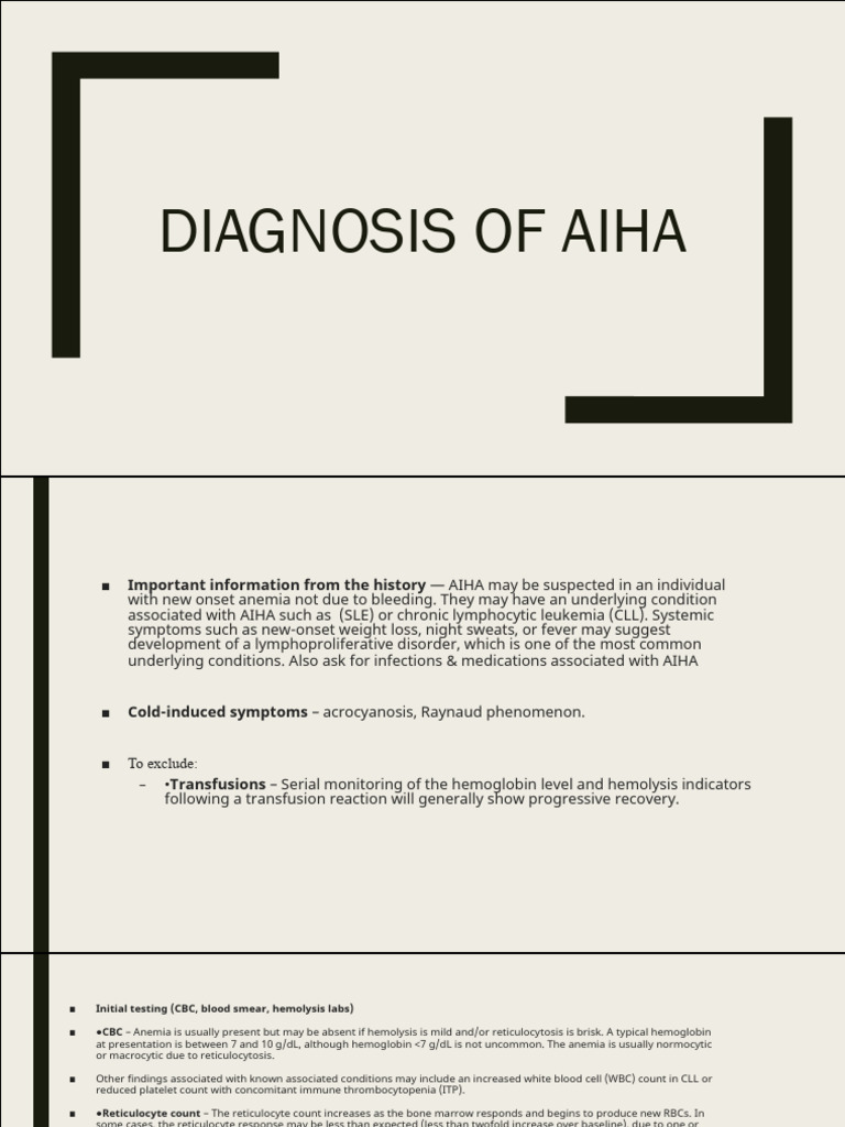 Diagnosis of AIHA | Download Free PDF | Anemia | Diseases And Disorders