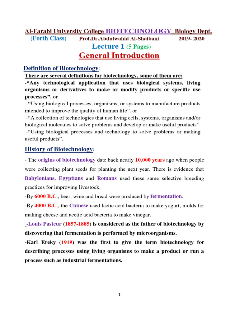 General Introduction: Biotechnology | PDF | Viral Vector | Biotechnology