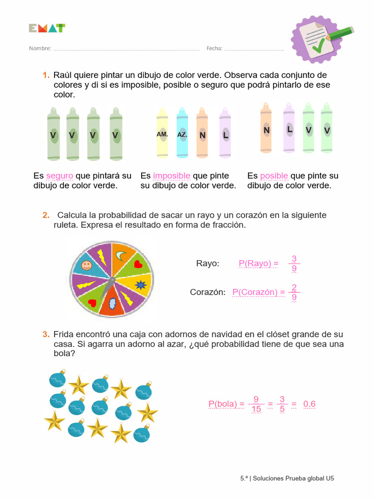 Prueba de La Unidad 5 - U5-MEX-EMAT5-SOL | PDF | Números | Matemáticas