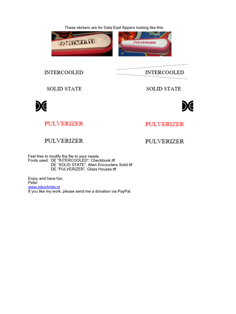 Data East Flipper Labels | PDF