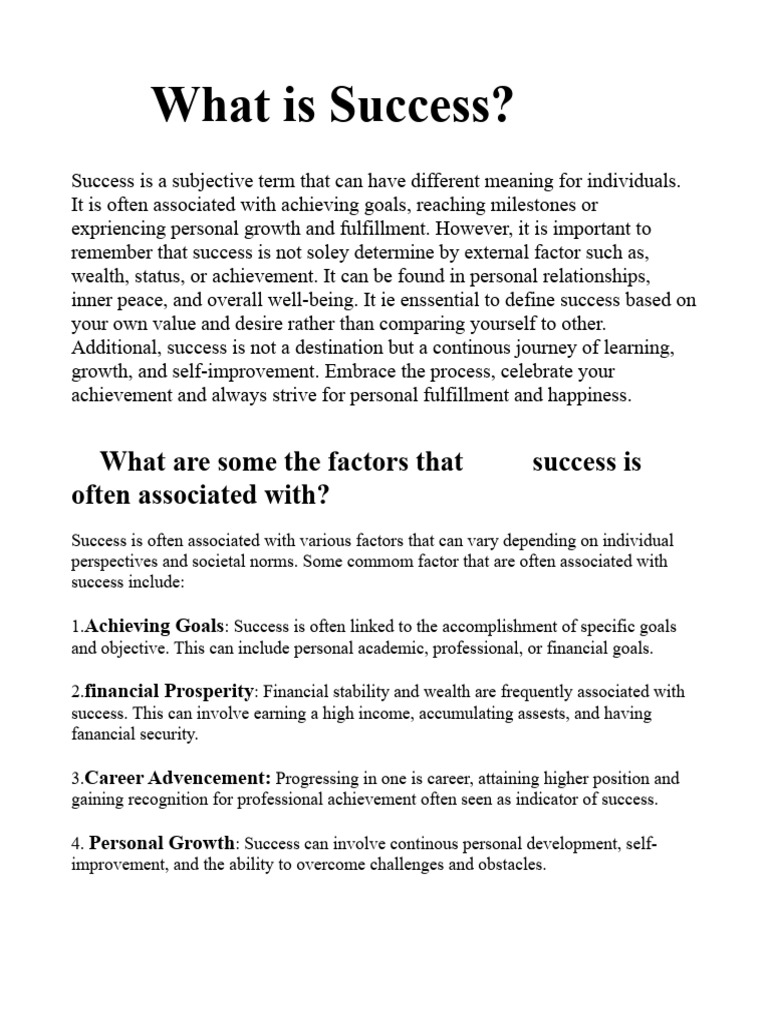 Defining Personal Success Factors | PDF | Career & Growth