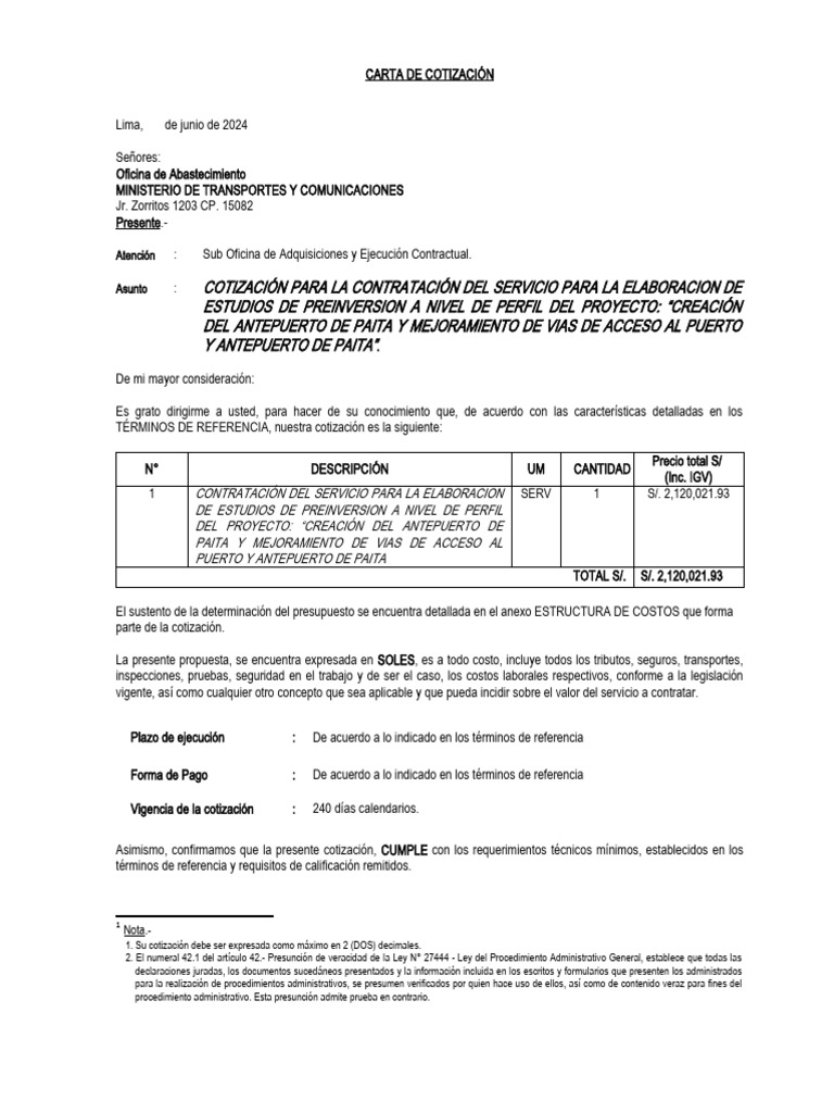 3 Carta de Cotización | PDF