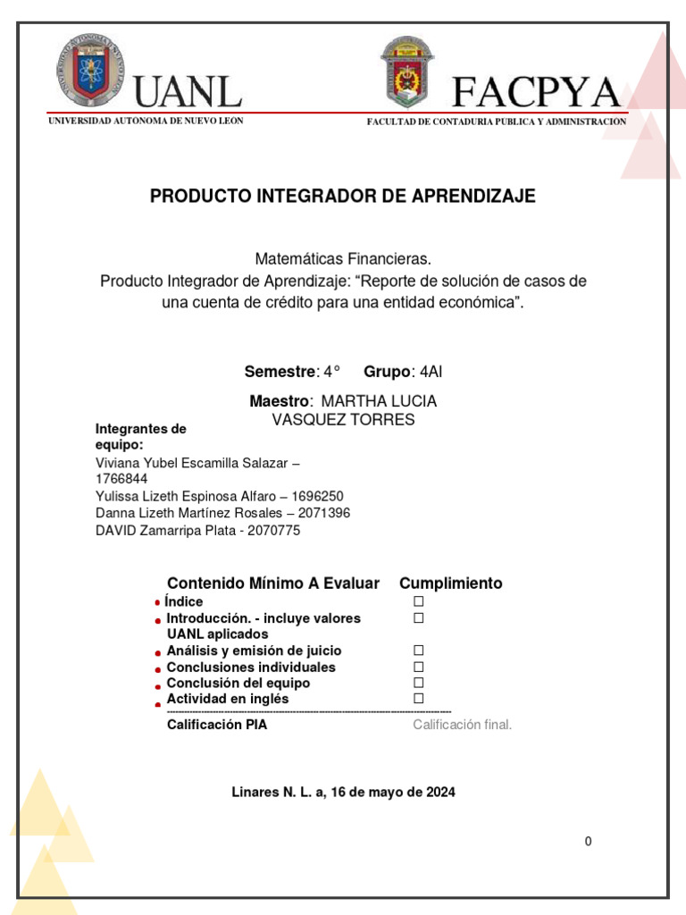 PIA Equipo 7 Mate Fin | PDF | Tarjeta de débito | Interés