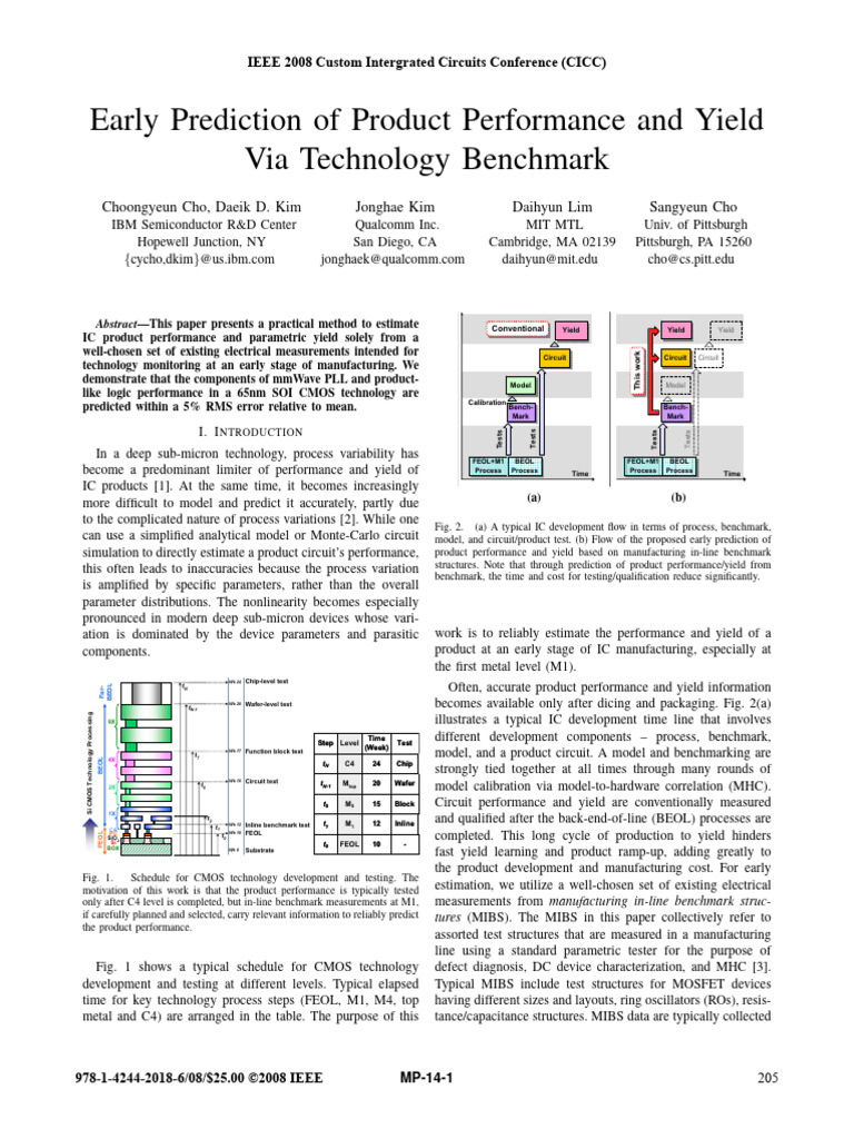 Early Prediction of Product Performance and Yield Via Technology Benchmark | PDF | Semiconductor ...