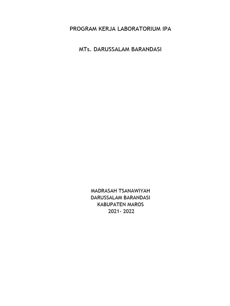Program Kerja Laboratorium Ipa Sma Negeri 27 Garut | PDF