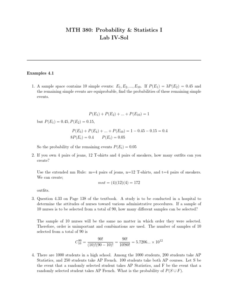 Lab 4-F22 Sol | PDF | Probability | Applied Mathematics