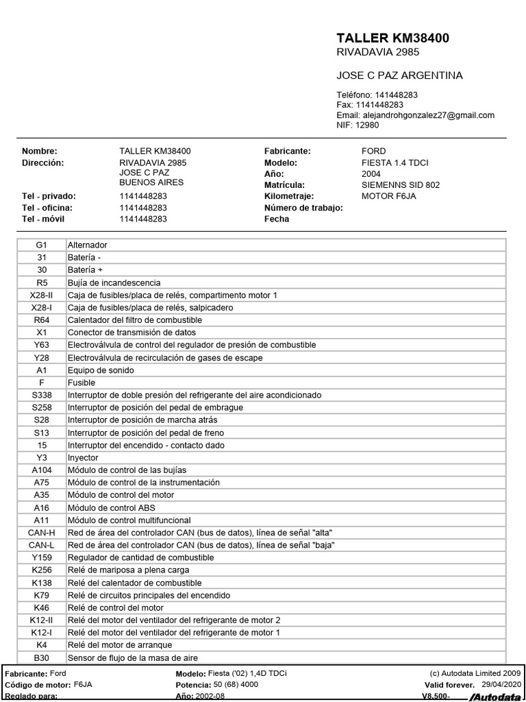 MANUAL FORD FIESTA 1.4 TDCI F6JA SIEMENNS SID 802 PINOUT | Descargar ...