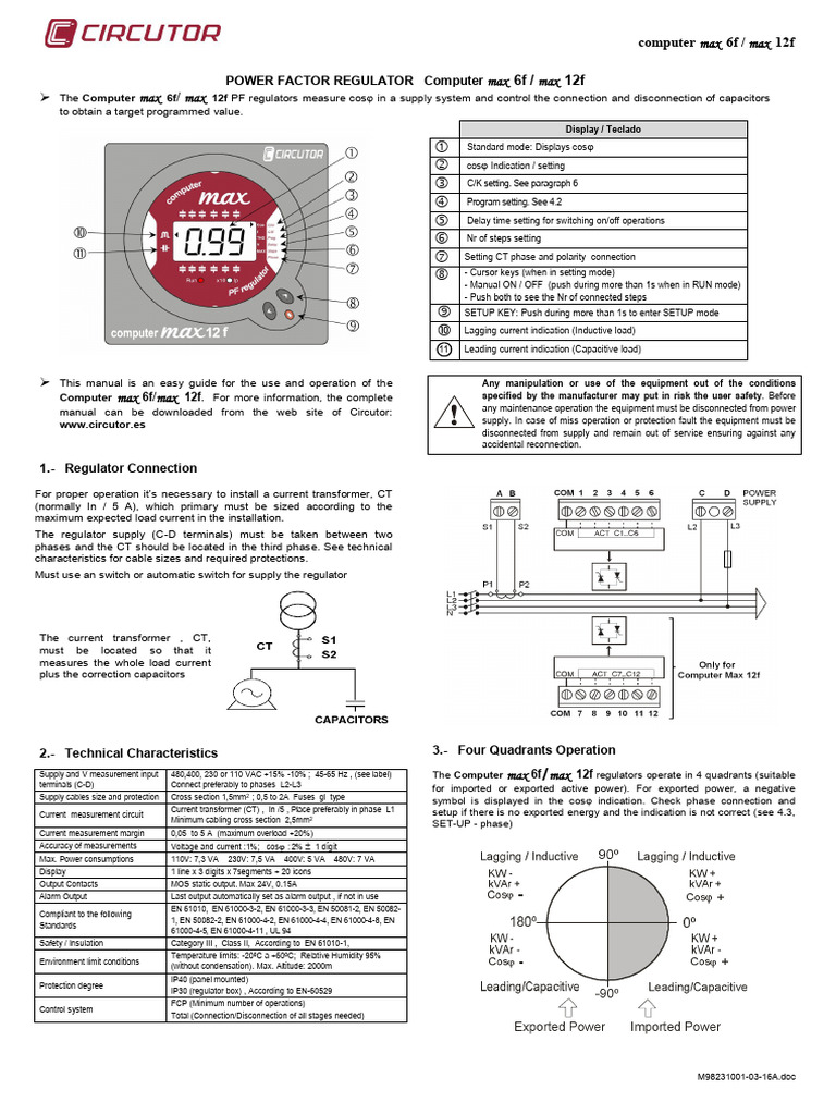 Regulator Kapasitor Circutor | PDF | Capacitor | Electric Power