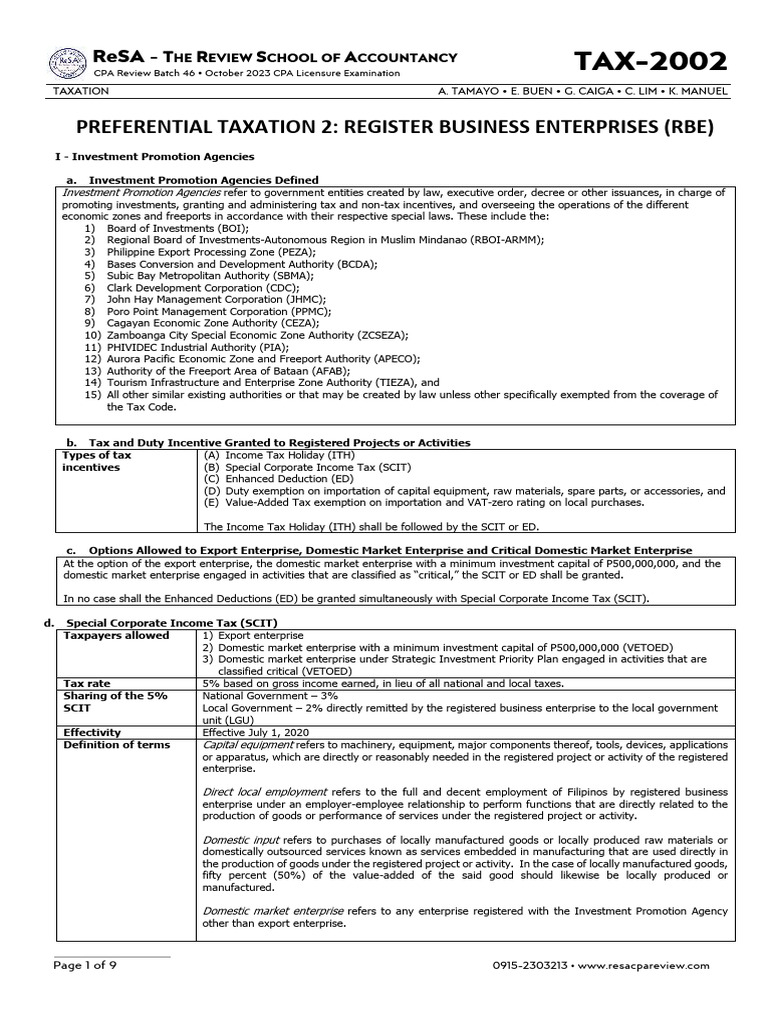 Preferential Taxation Part II | PDF | Value Added Tax | Expense