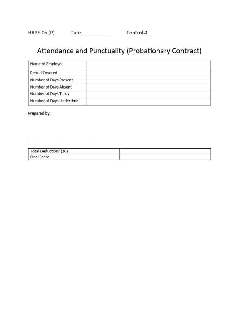 Attendance & Punctuality Report Template | PDF | Finance & Money Management