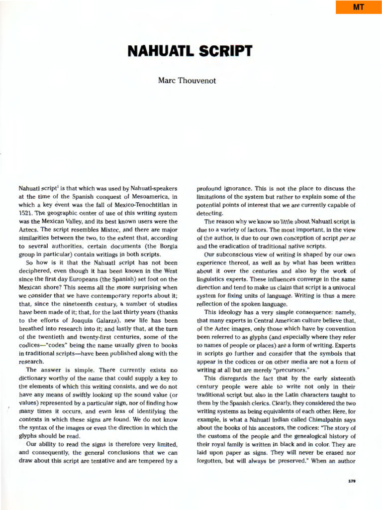 Nahuatl Script | PDF | Nahuatl | Mesoamerica