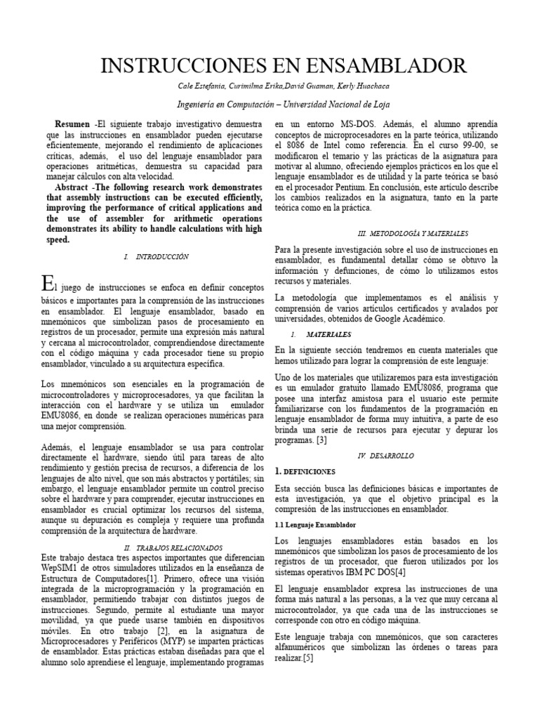 Eficiencia del Ensamblador en Cálculos | PDF | Lenguaje ensamblador | Lenguaje de programación