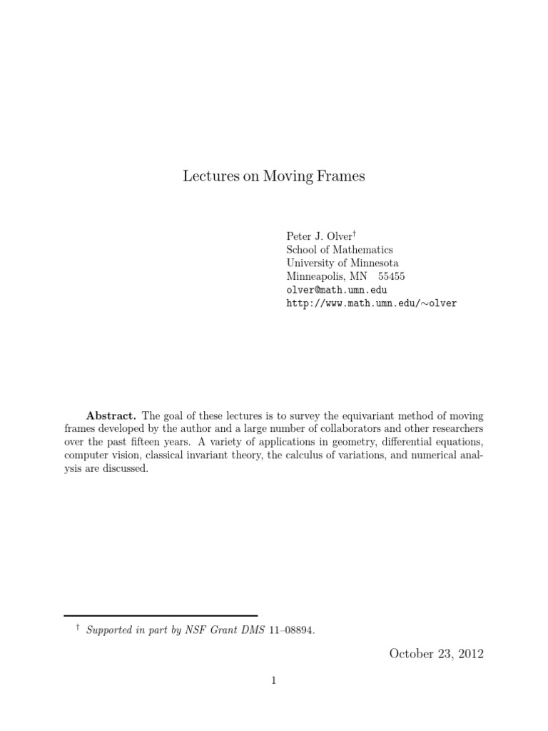 Equivariant Moving Frames Overview | PDF | Differentiable Manifold ...