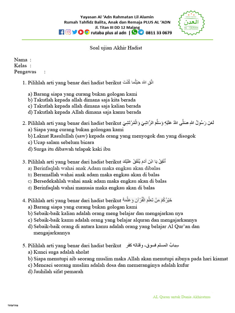 Soal Hadist | PDF
