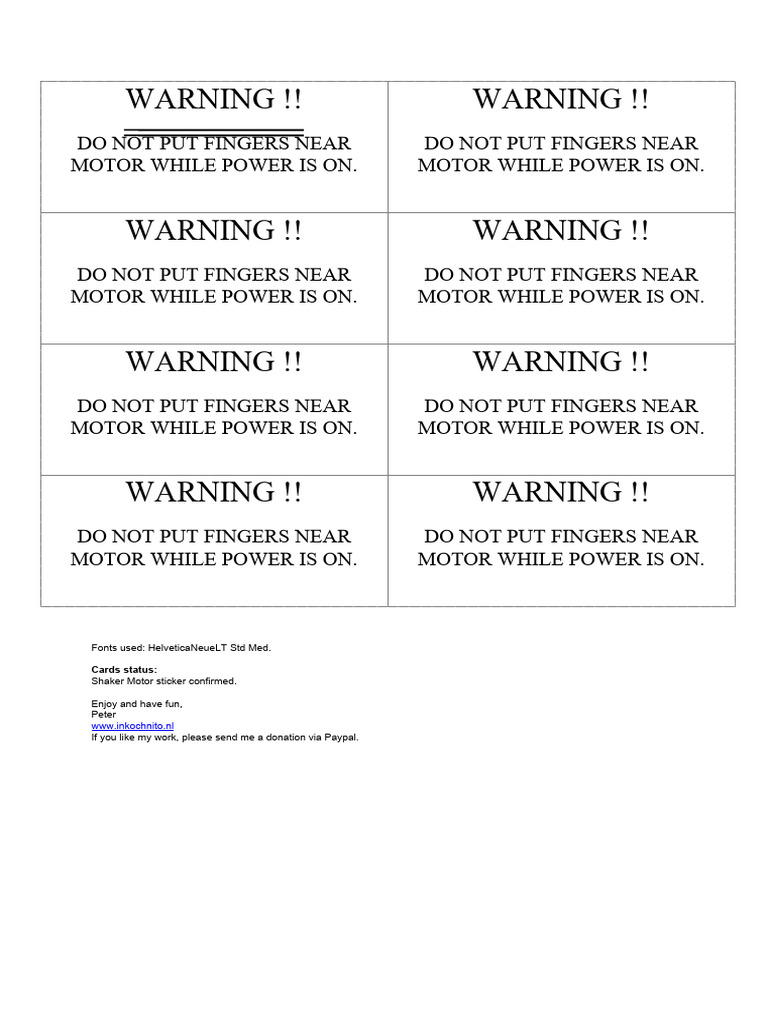 Motor Safety Warning Instructions | PDF