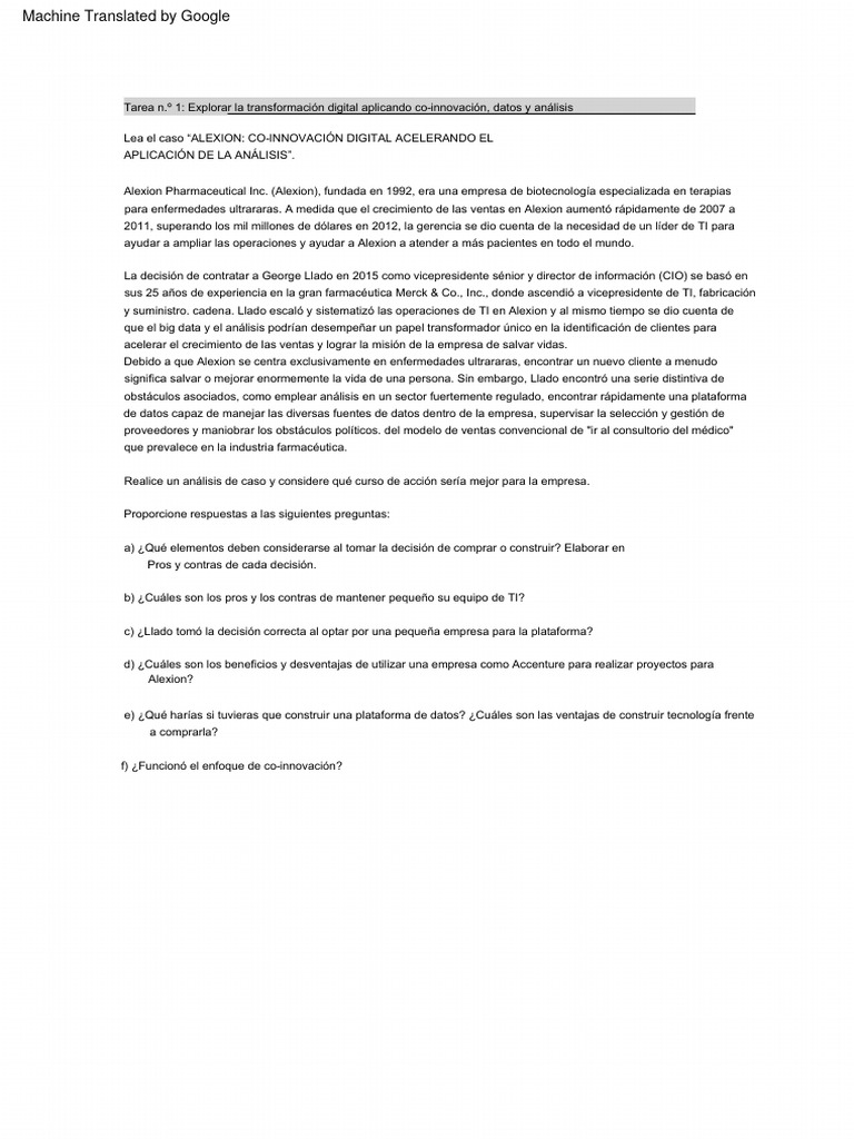 Alexion-Case - Instructions Traducido | PDF | Business | Big Data