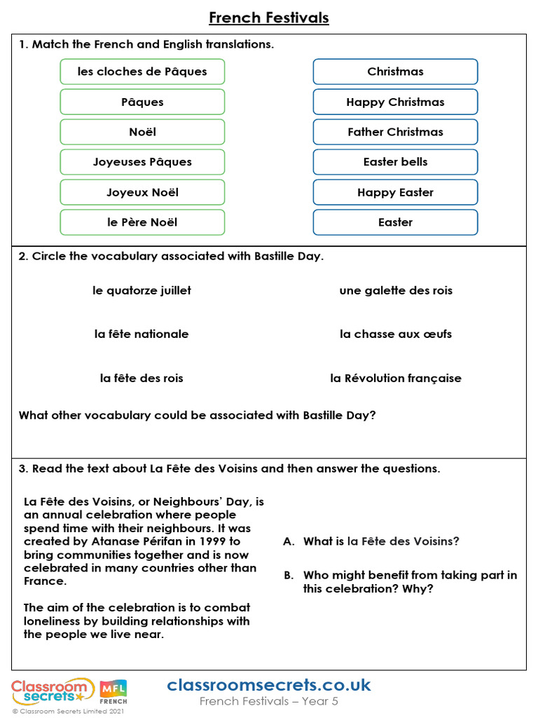 Year-5-French-French-Festivals-Main-Activity | Download Free PDF ...
