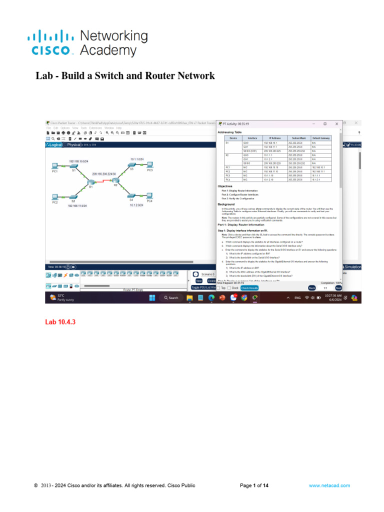 Build Cisco Switch and Router Network Lab | PDF | Ip Address | Router ...