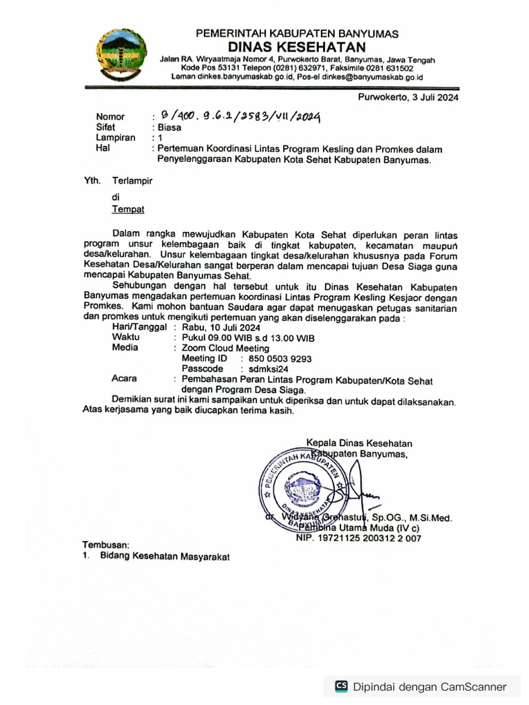 Undangan Pertemuan Lintas Program KKS Dan Desa Siaga - 10 Juli 2024 | PDF