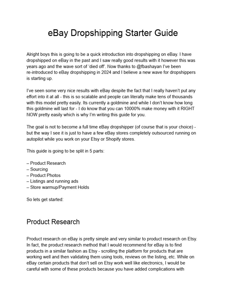 Ebay Dropshipping Starter Guide | PDF | Etsy | Prices