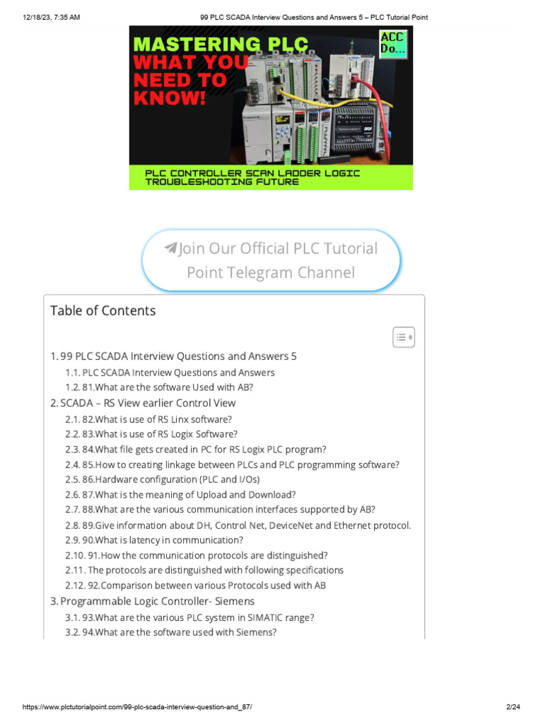99 PLC SCADA Interview Questions and Answers 5 - PLC Tutorial Point | PDF | Programmable Logic ...