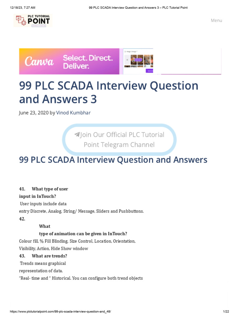 99 PLC SCADA Interview Question and Answers 3 - PLC Tutorial Point | PDF | Programmable Logic ...