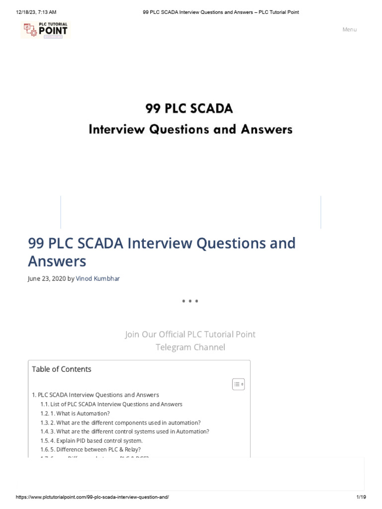 99 PLC SCADA Interview Questions and Answers - PLC Tutorial Point | PDF | Programmable Logic ...
