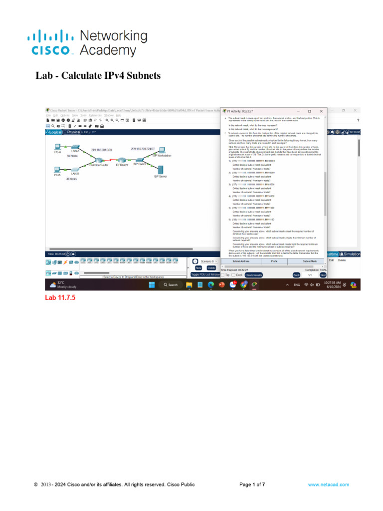 NWC 11.6.6 Lab - Calculate IPv4 Subnets | PDF | Ip Address | Internet ... NWC 11.6.6 Lab - Calculate IPv4 Subnets | PDF | Ip Address | Internet ...