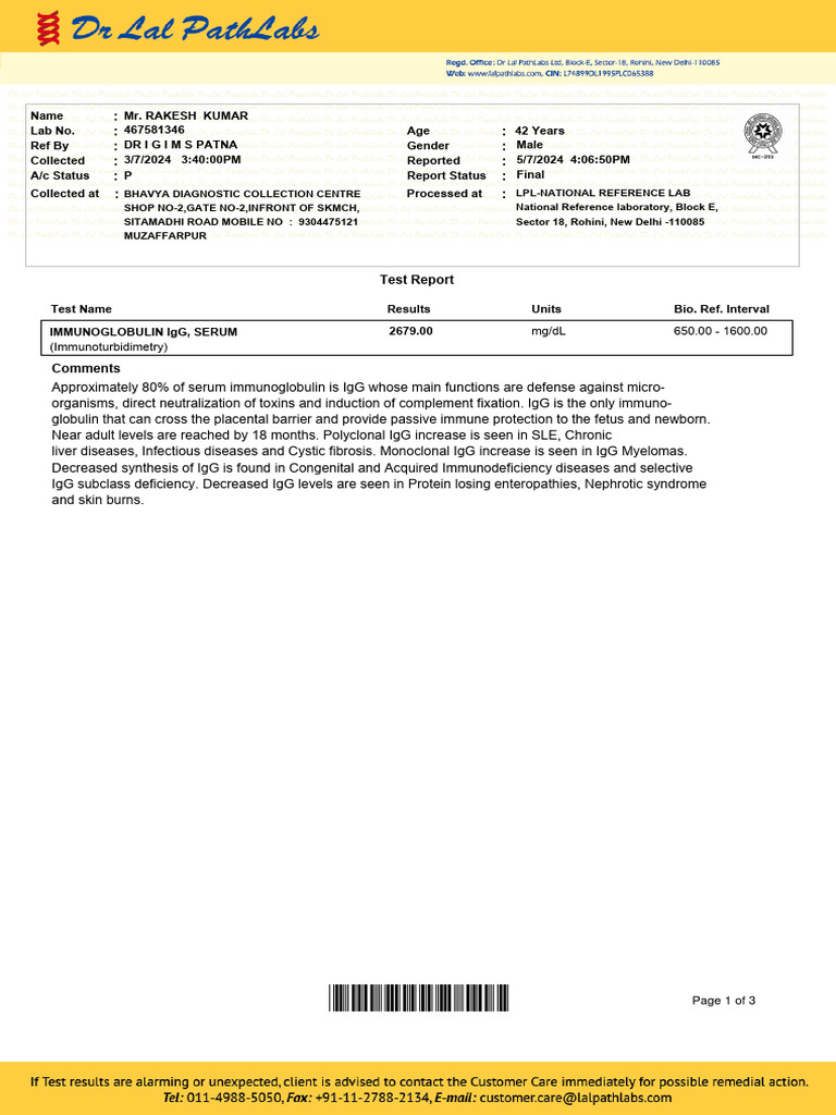 Immunoglobulin & tTG Antibody Test Results | PDF | Coeliac Disease ...