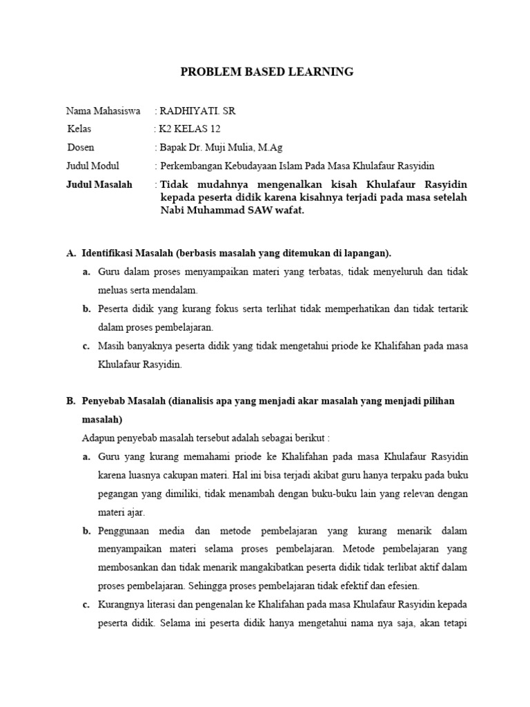 Problem Based Learning | PDF | Pengembangan Diri