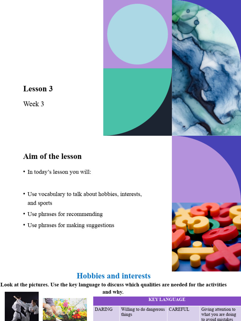 Lesson 3-Hobbies, Sports, and Interests | PDF | Sports | Hobbies
