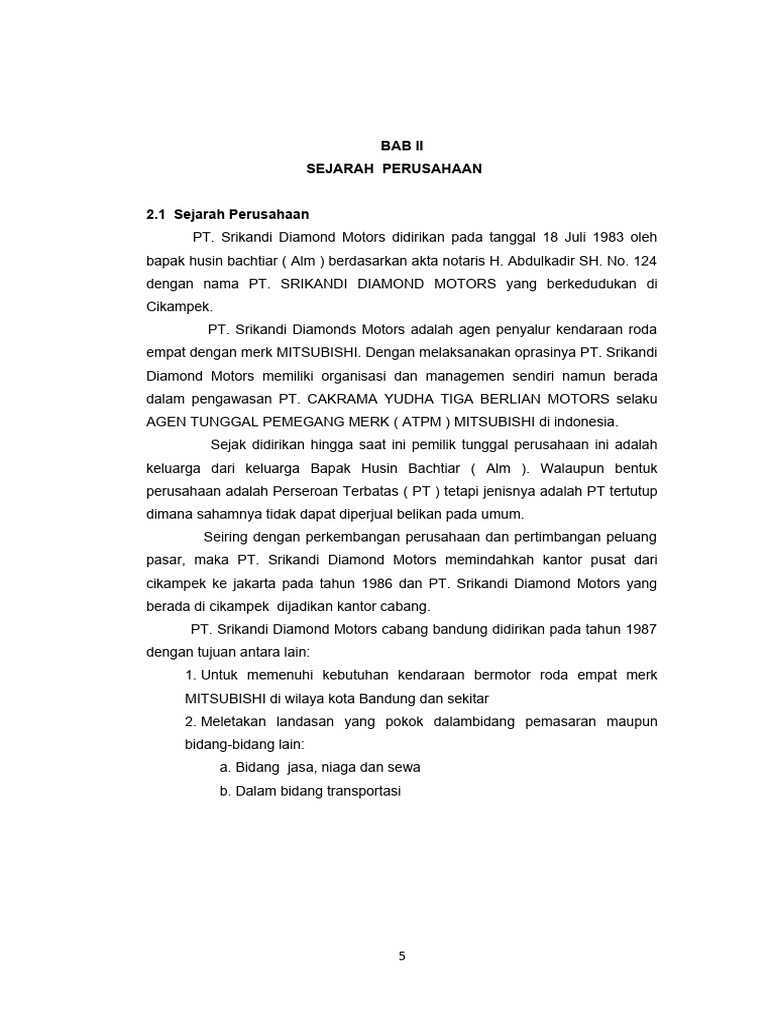 Bab II Sejarah Perusahaan | PDF