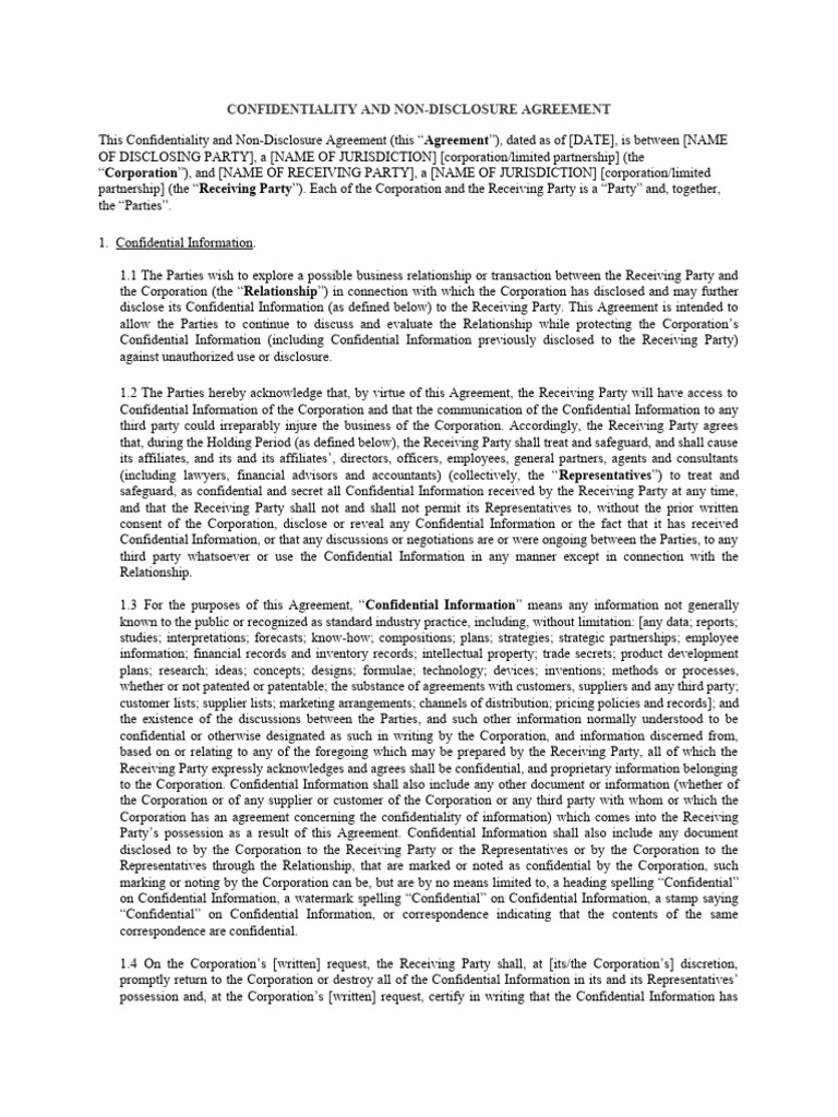 Confidentiality & NDA - Unilateral Pro Discloser | PDF | Non Disclosure Agreement | Business