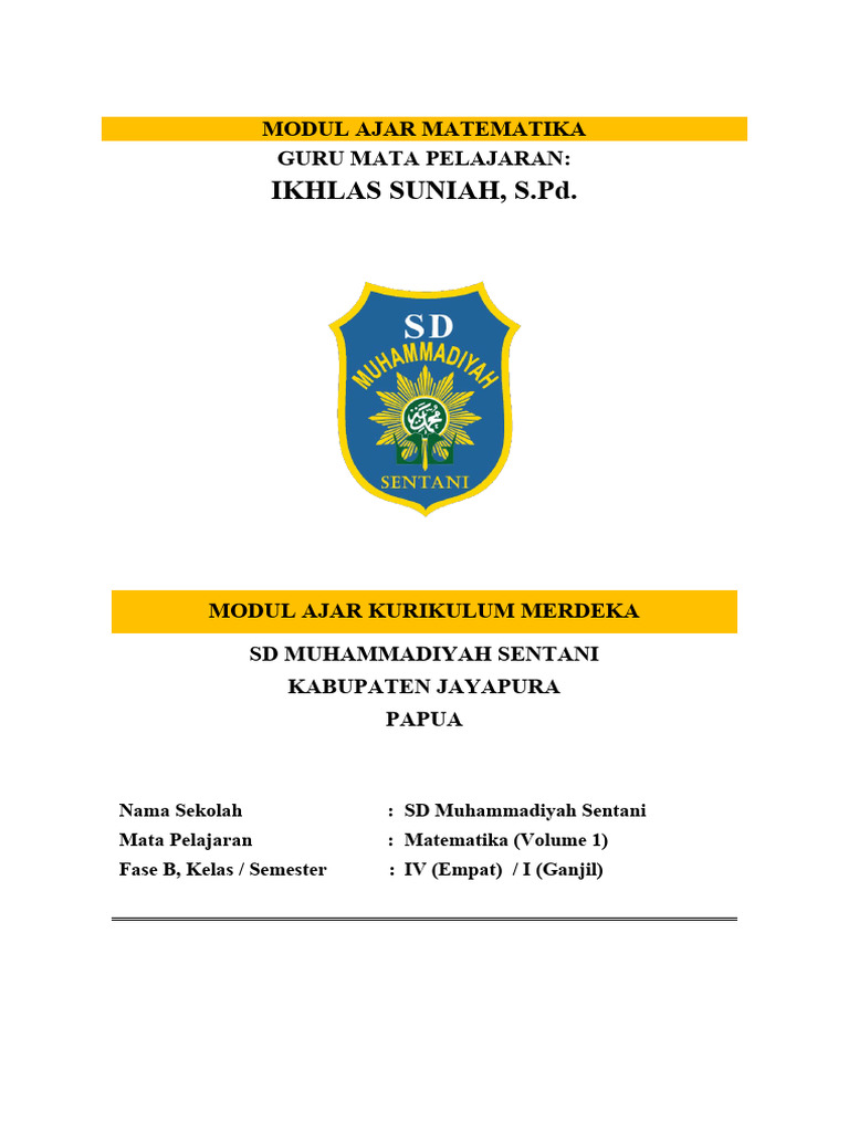 Modul Ajar MTK Unit 1 Kelas 4 Semester 1 OKE | PDF