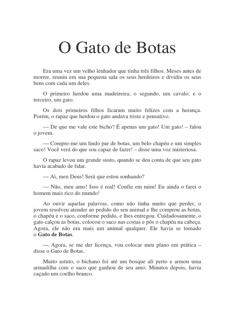 O Gato de Botas | PDF | Gatos