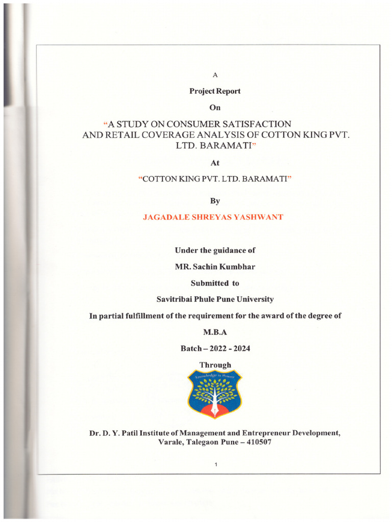 Sample Summer Internship Project Report MBA | PDF