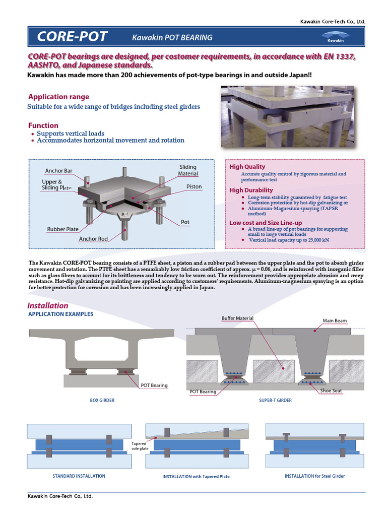 Pot Bearing (CORE-POT) | PDF | Bearing (Mechanical) | Corrosion
