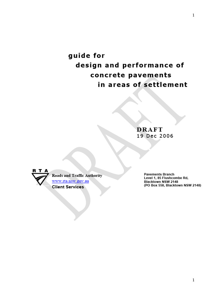 RTA Guide for Design and Performance of Concrete Pavements in Areas of ...