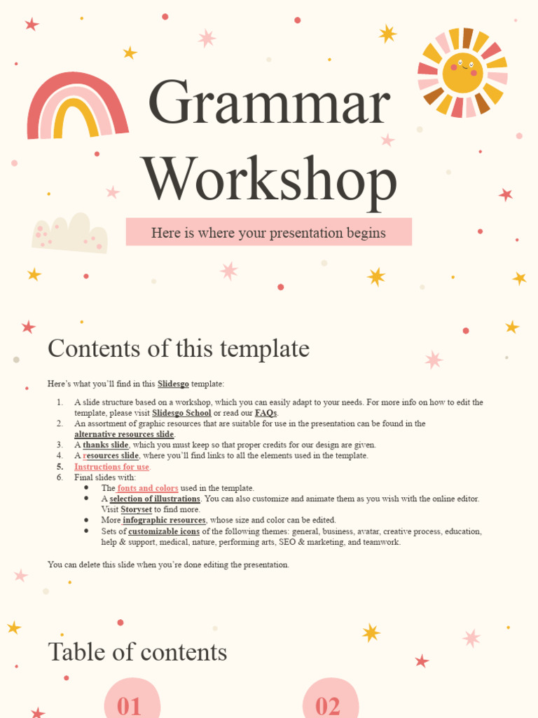 Grammar Workshop by Slidesgo | PDF | Planets | Planets In Astrology