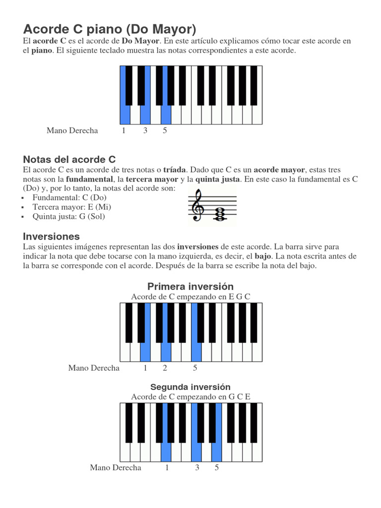 Acorde C F G Piano | PDF | Acorde (Música) | Musicología