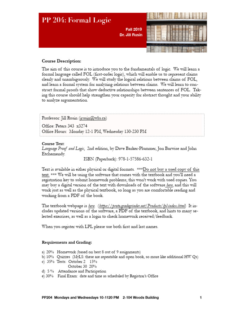 PP204 Fall 2019 Syllabus PDF | PDF | Logic | Mathematical Logic