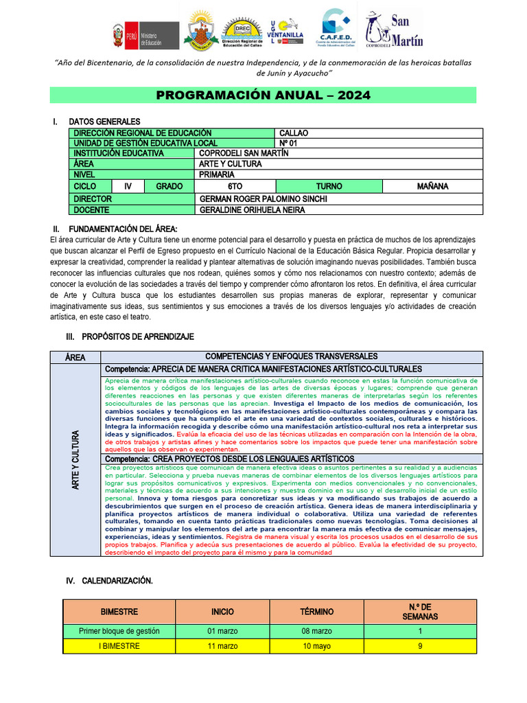 Programación Anual 2024 - 6to Primaria | PDF | Aprendizaje | Evaluación