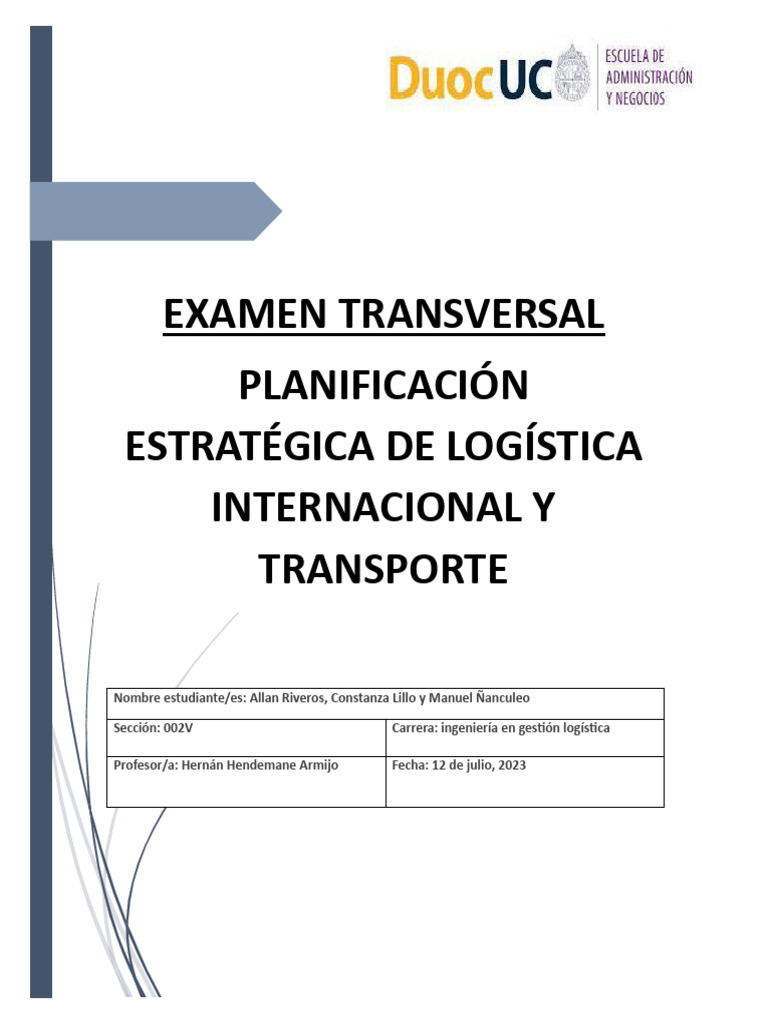 Examen Logística Internacional | PDF | Logística