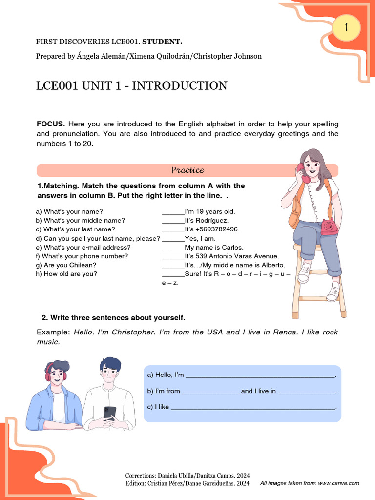 Lce001 Unit 1 - Introduction: Practice | PDF | Cuisine | Foods
