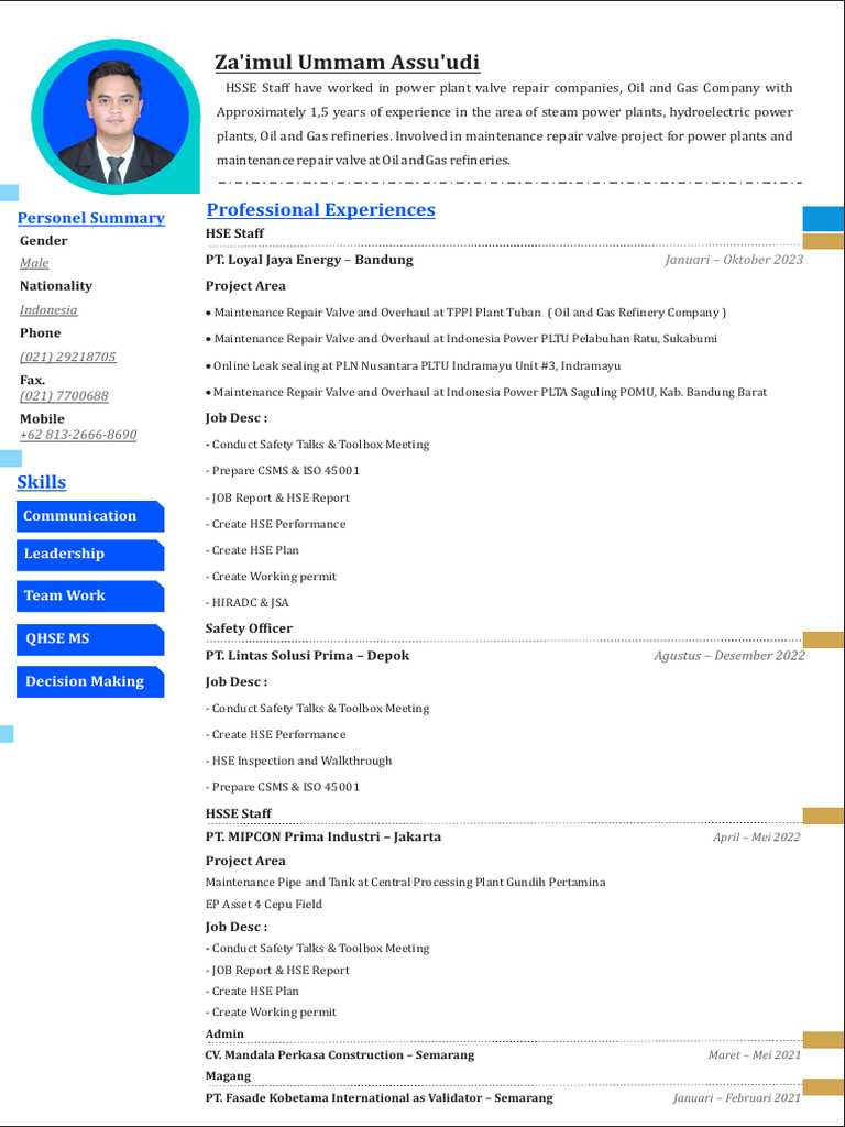 CV - Zaimul Umam - 231013 - 134654 | PDF | Energy Technology