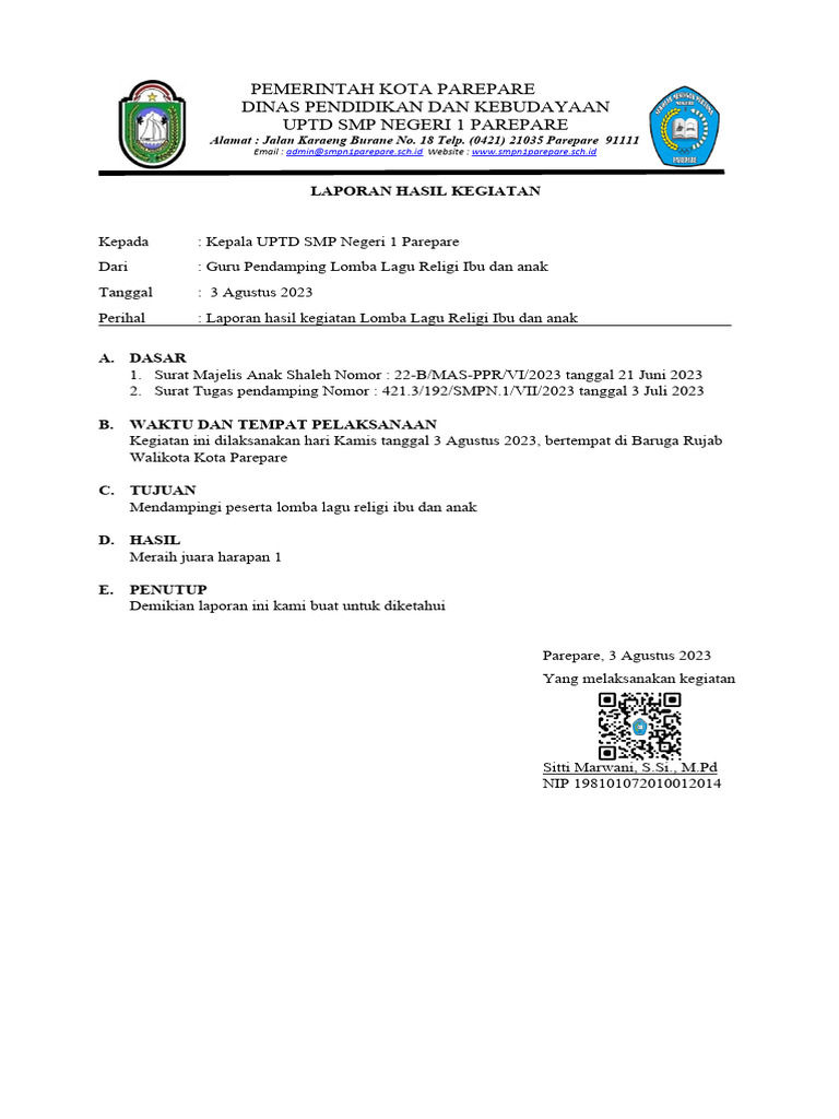 Laporan Hasil Kegiatan | PDF