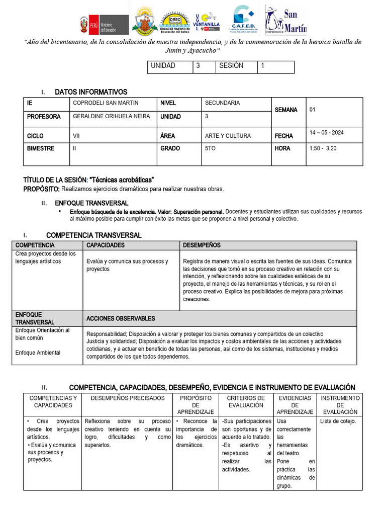 Sesion de Aprendizaje 5to Secundaria COPRODELI (Sesión 3) Ocx | PDF | Evaluación | Aprendizaje